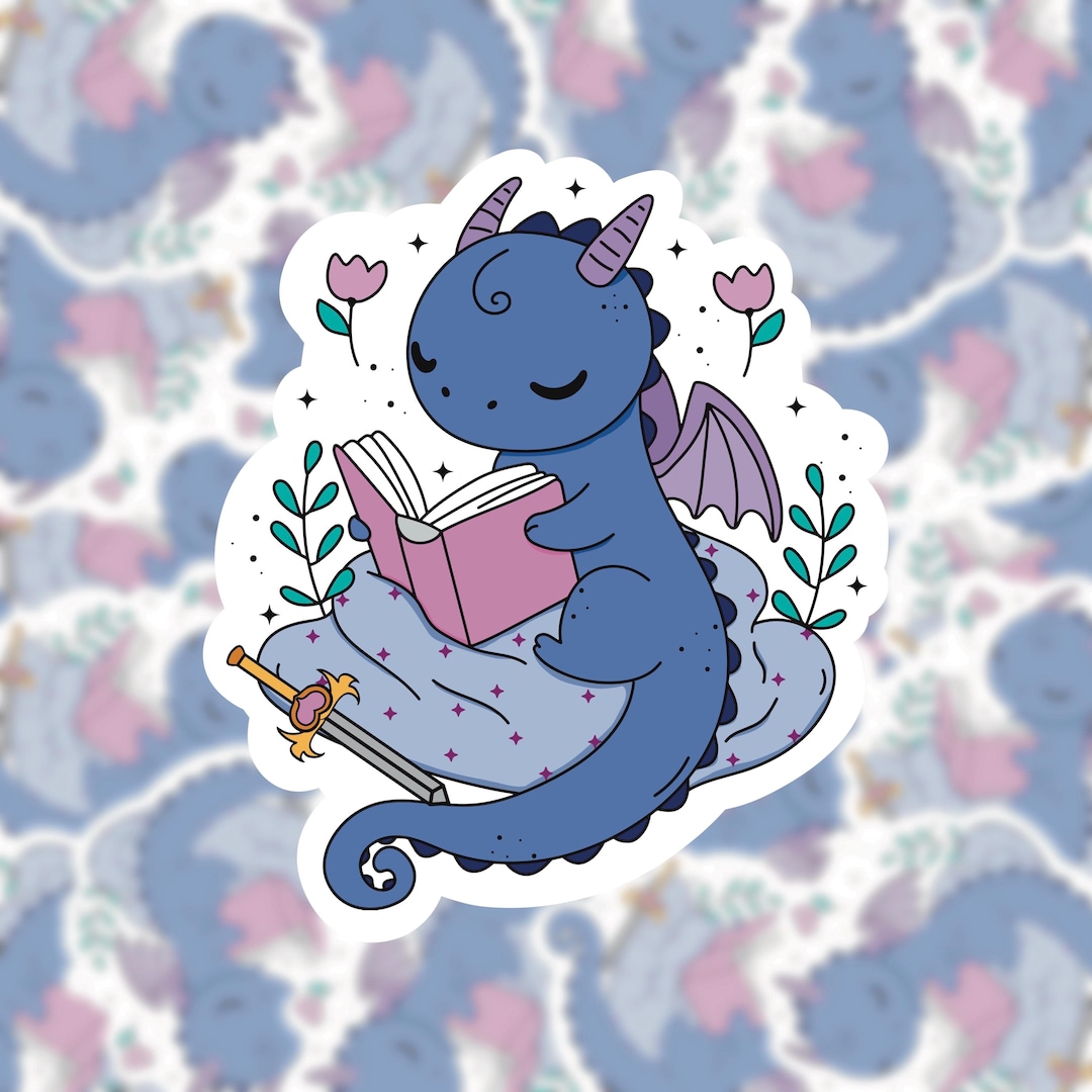 Fantasy Book Dragon Vinyl Sticker for Book Lovers | iPad Kobo Kindle ...