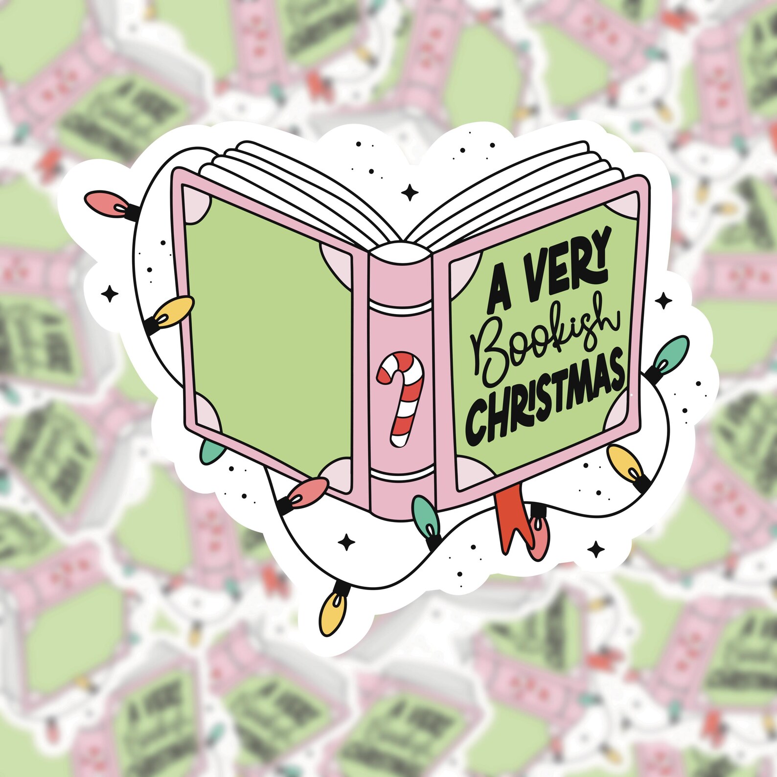 A Very Bookish Christmas Sticker | Cute Holiday Season Sticker | Kindle ...