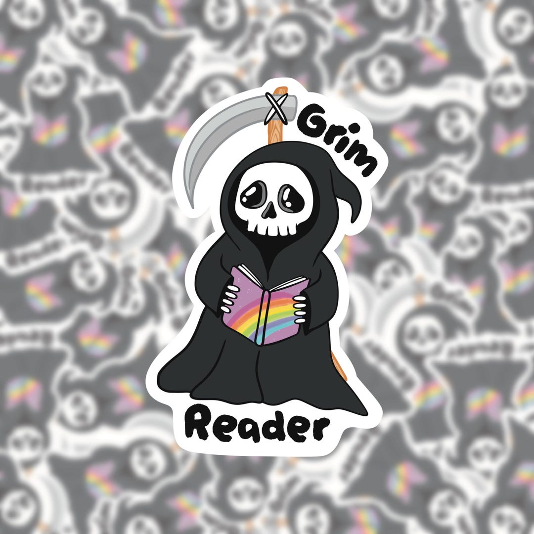 Grim Reader Vinyl Sticker | Creepy Cute Pastel Halloween Stickers ...