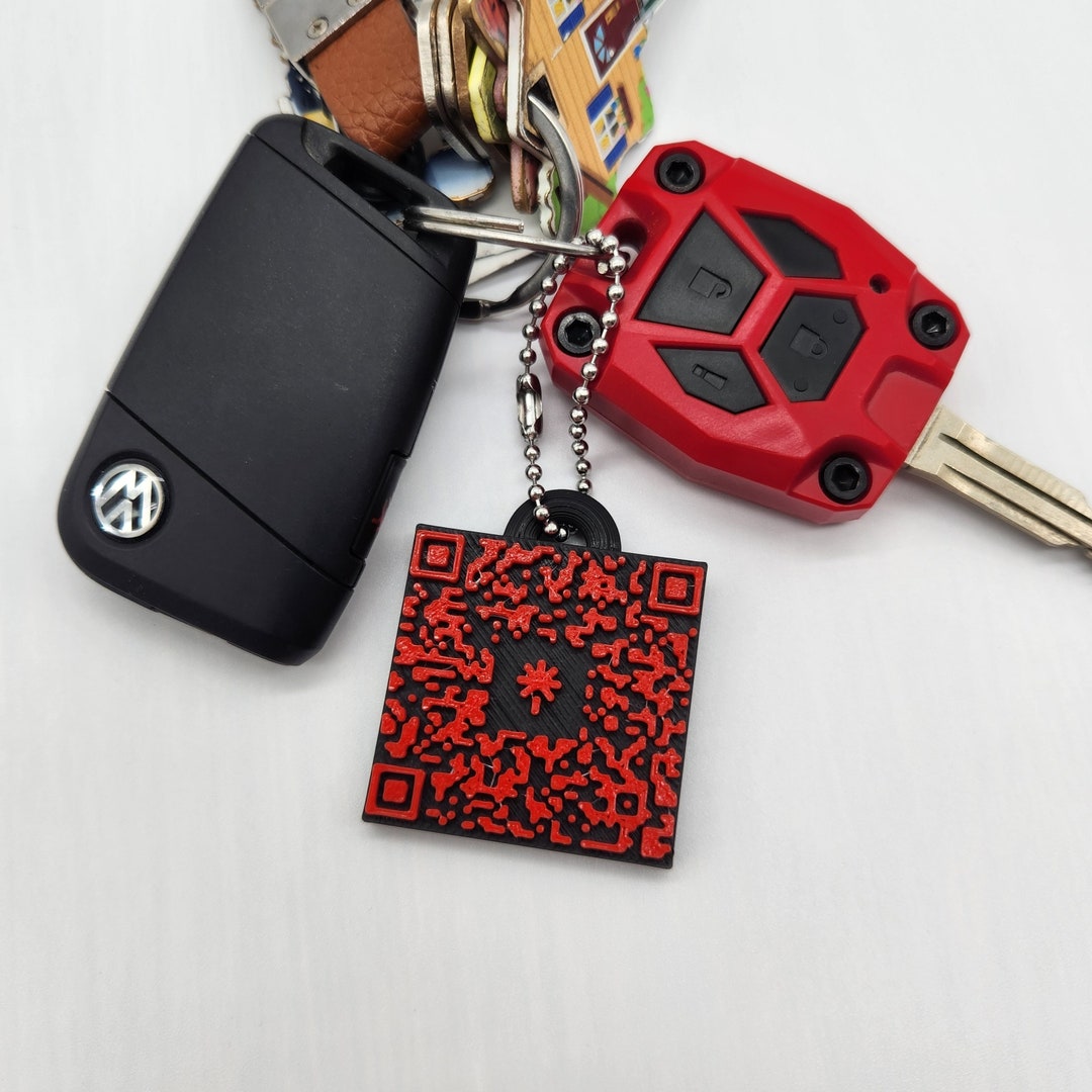 Custom QR Code 3D Printed Keychain Keyring Included Website Link ...
