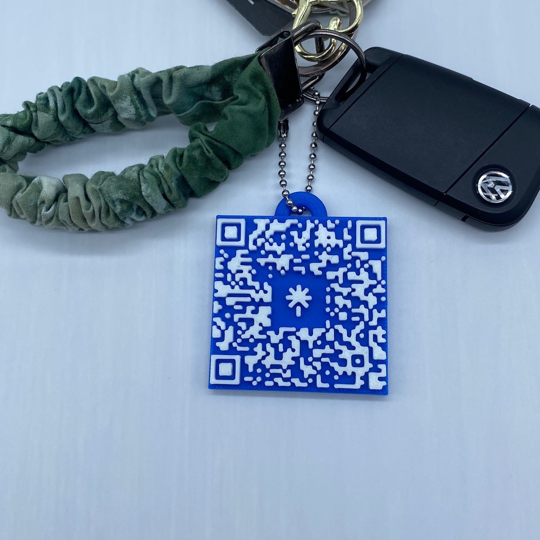 Custom Large QR Code 3D Printed Keychain Keyring Included Website Link ...
