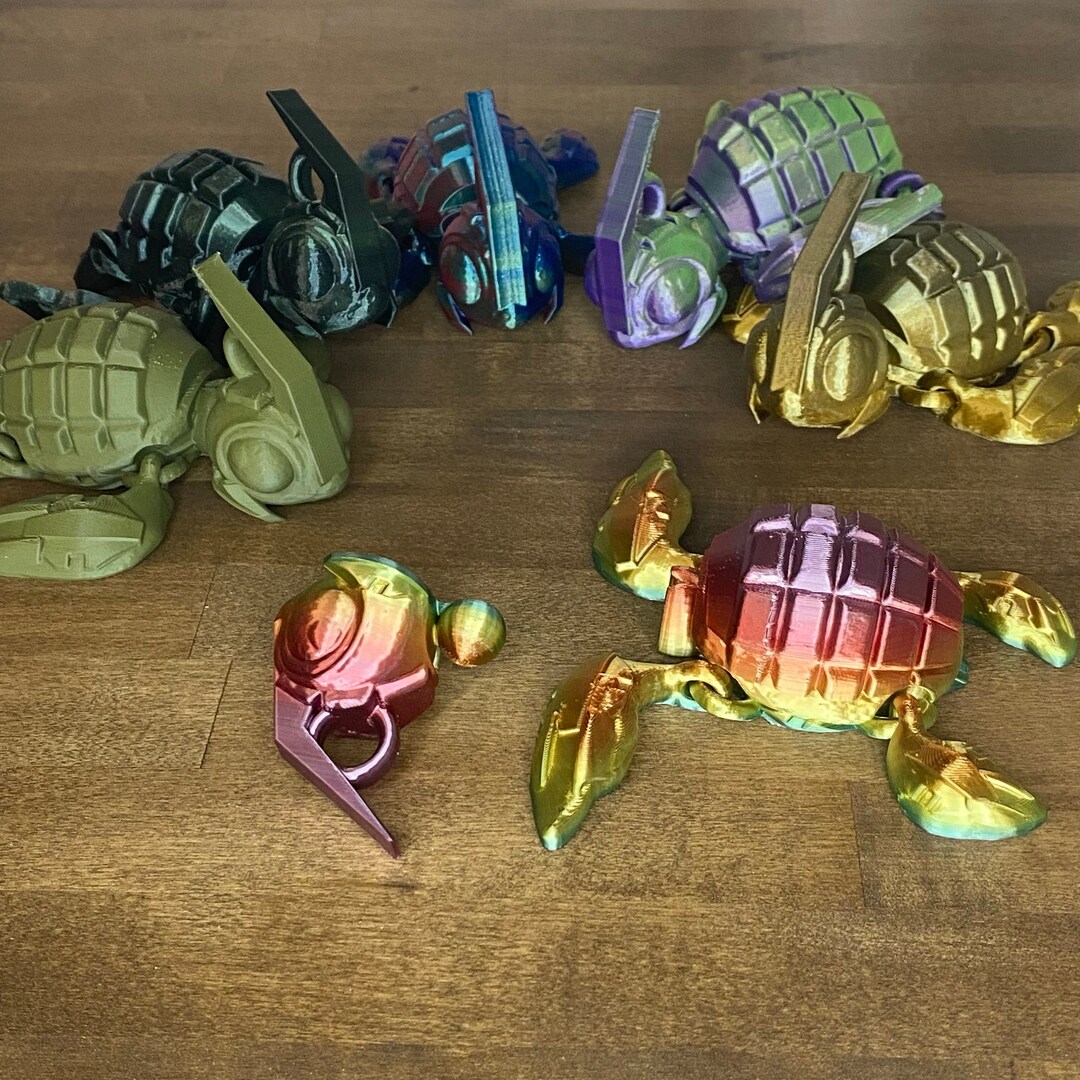 Grenurtle | Removeable Head Grenade Turtle | Funny Turtle Gift | 3D ...