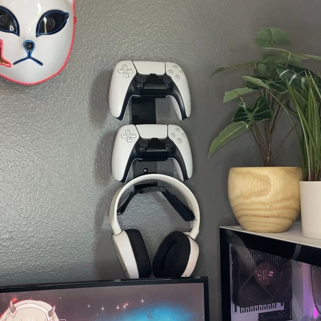 3 Tiered Universal Dual Controller Stand With Headset Holder, Mounted ...