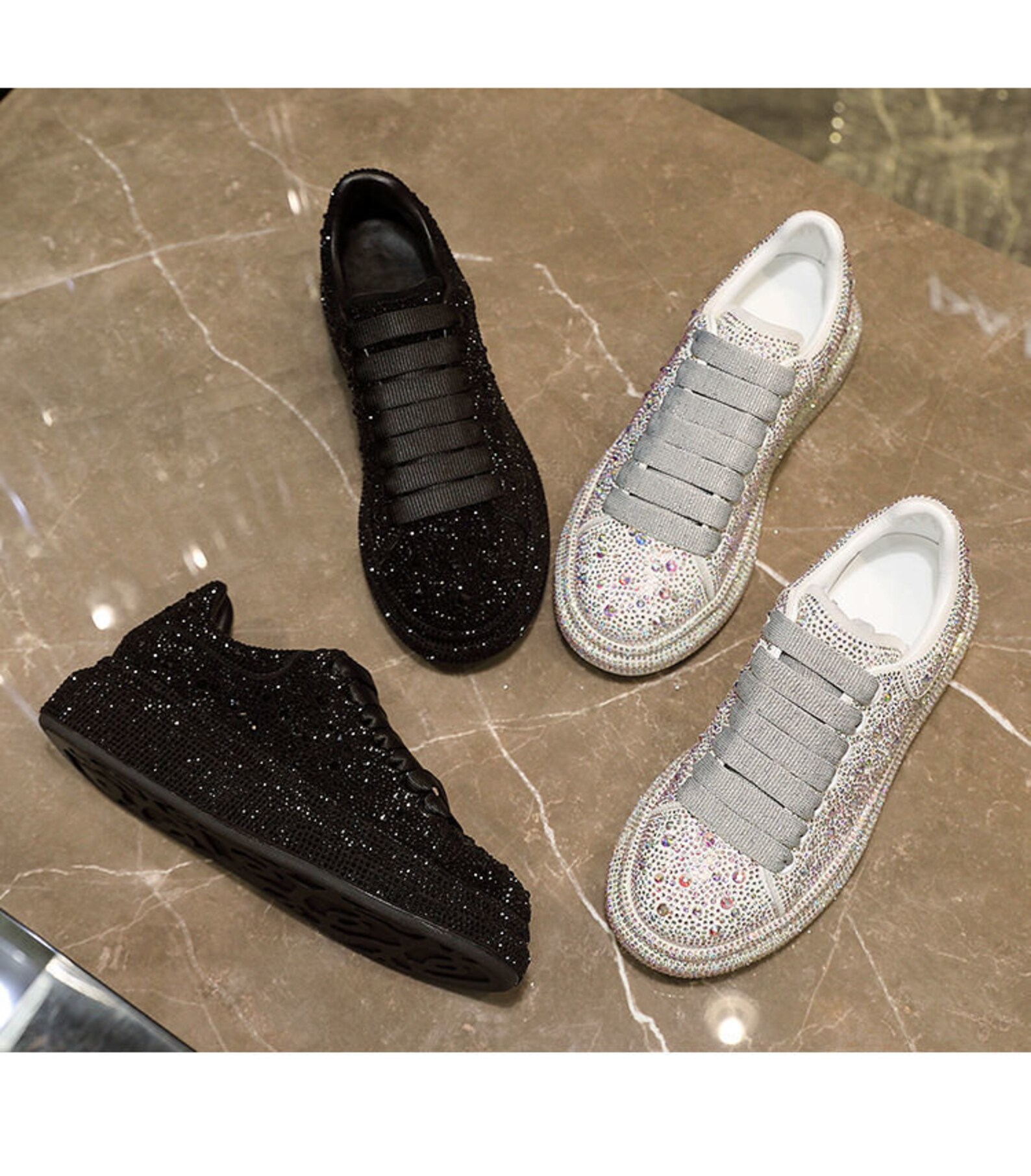 Luxury and Original Shoes With Diamonds With a Wide Platform - Etsy