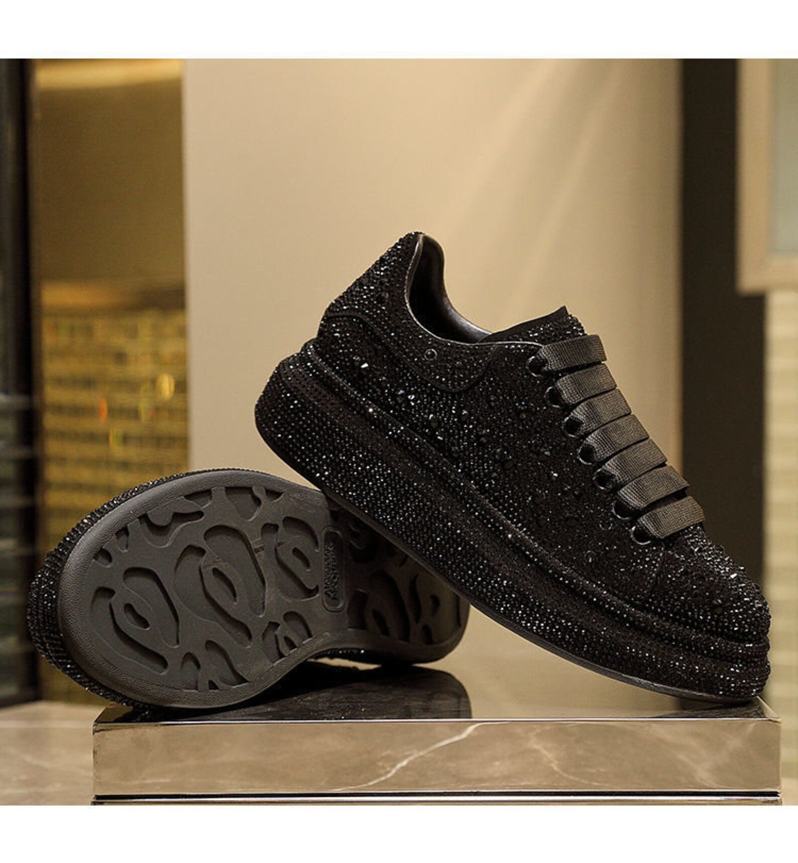 Luxury and Original Shoes With Diamonds With a Wide Platform - Etsy