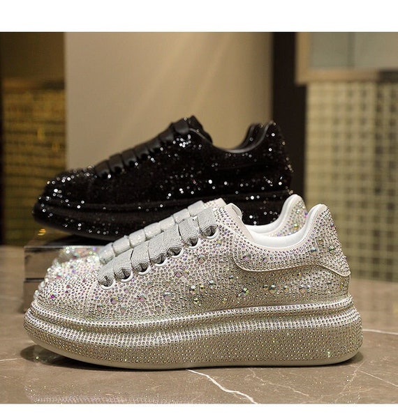 Luxury and Original Shoes With Diamonds With a Wide Platform - Etsy