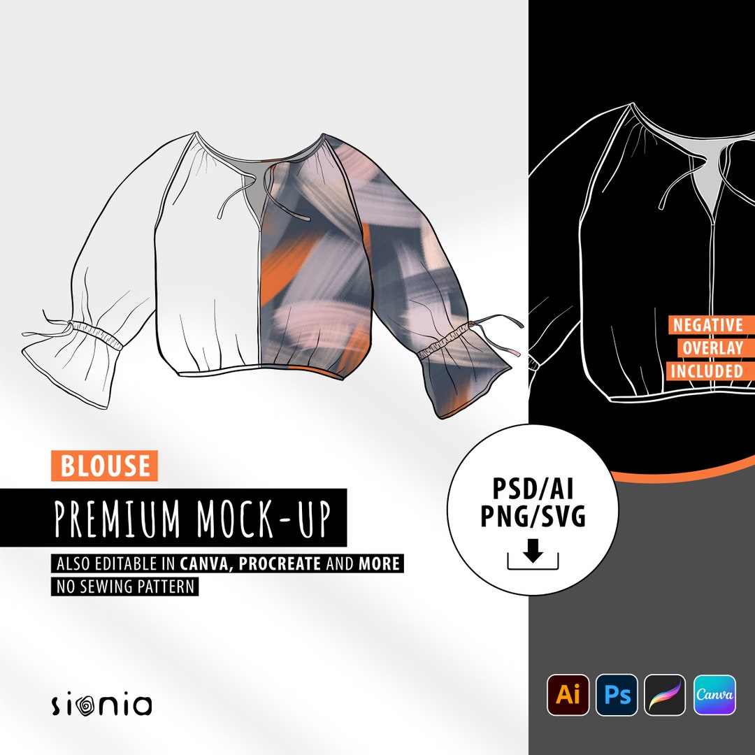 Blouse I PREMIUM MOCK-UPS I Psd Ai Png Svg I Skilled Vector Template I ...