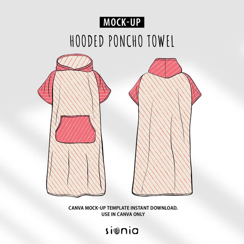 Beach Towel Mockup Canva | Drag and Drop Mock up | Sublimation Hooded ...