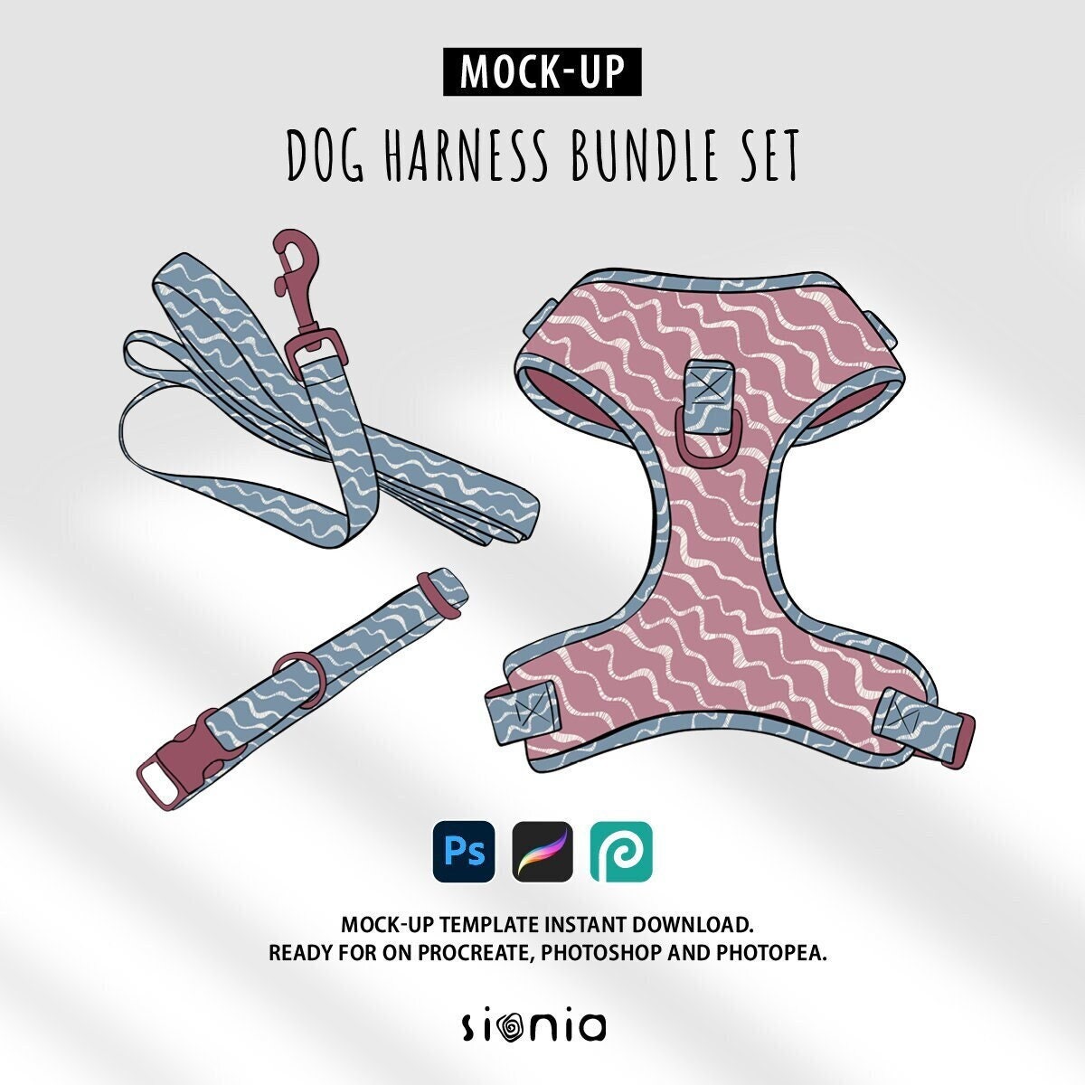Dog Harness Bundle Set Mock-up Digital Mock up for Pup Leash Vest ...