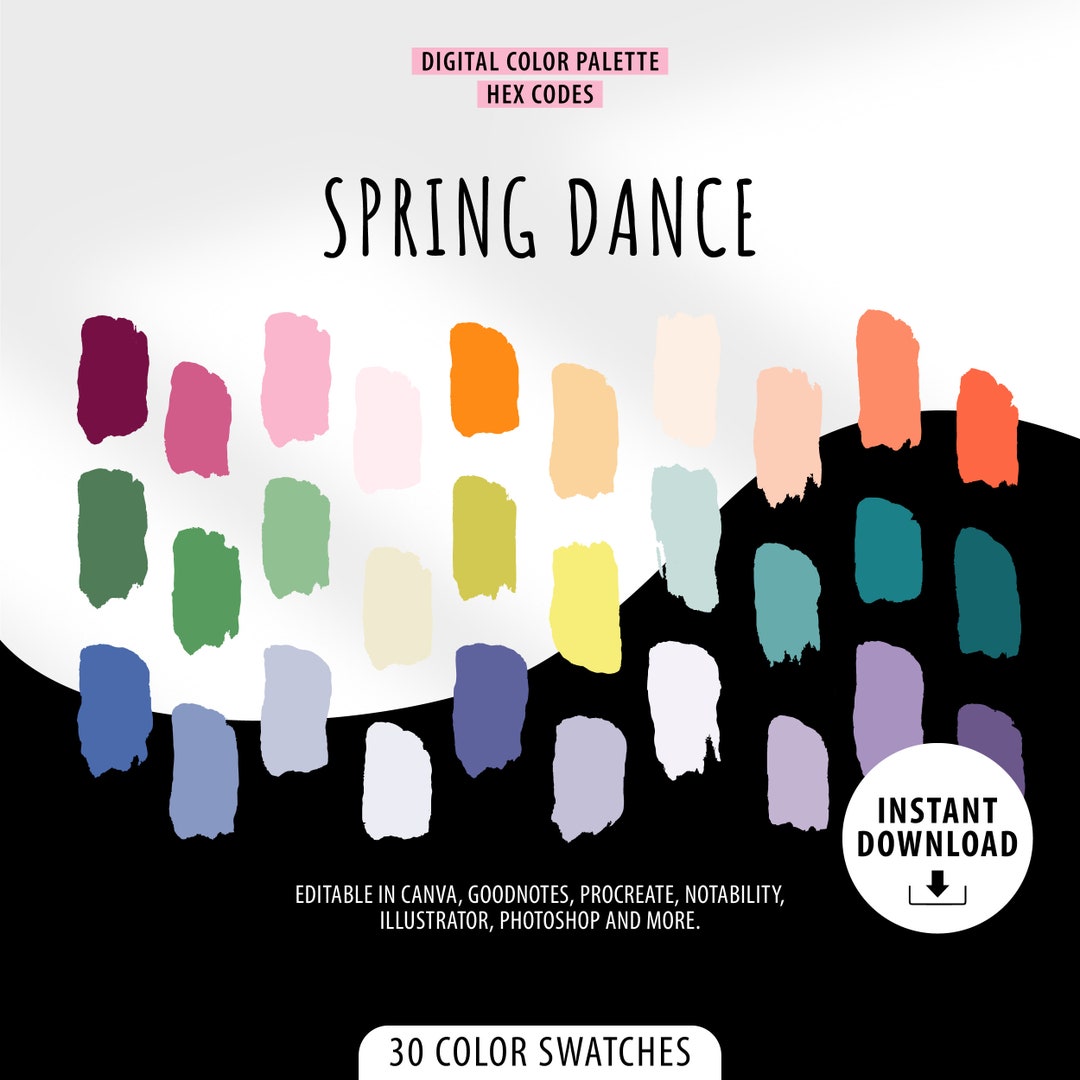 Spring Dance Procreate Color Palette I HEX CODES I Procreate Goodnotes ...