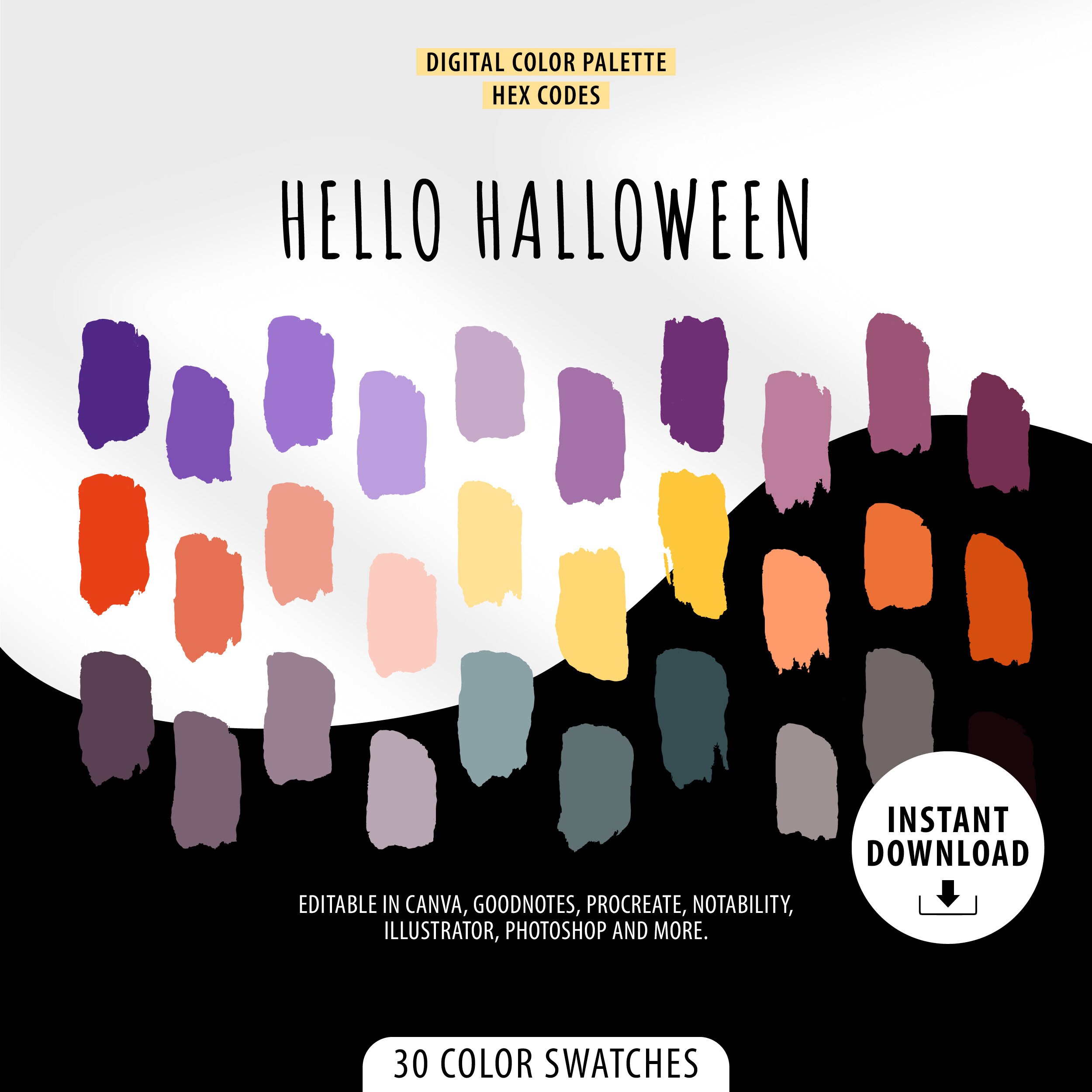 Hello Halloween Procreate Color Palette I HEX CODES I Procreate ...