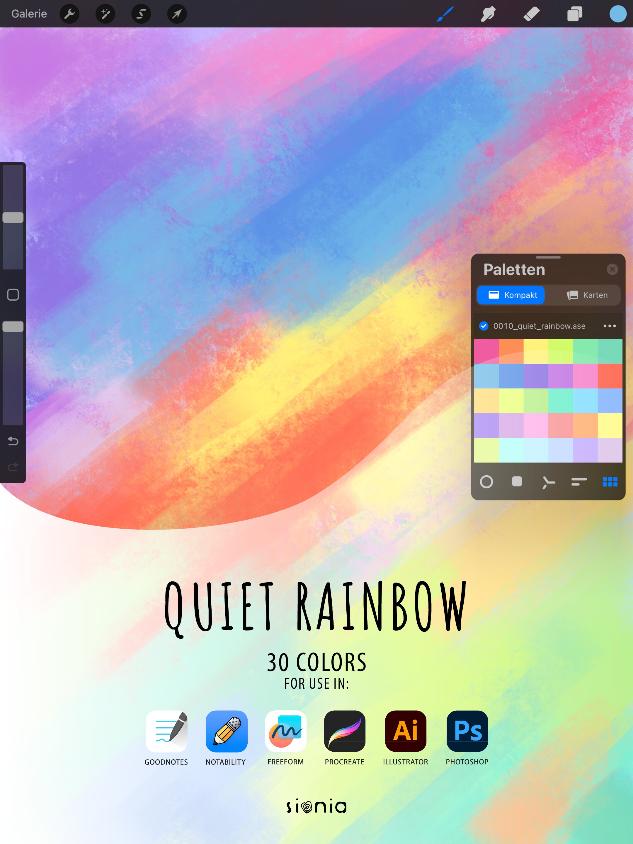 Quiet Rainbow Procreate Color Palette I HEX CODES I Procreate Goodnotes ...