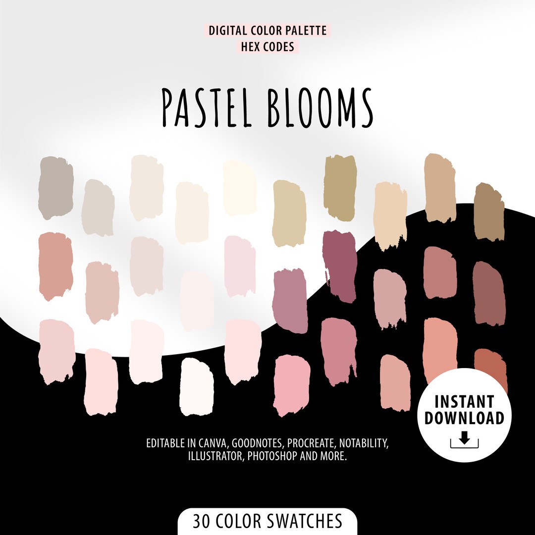 Pastel Blooms Procreate Color Palette I HEX CODES I Goodnotes Tool I ...