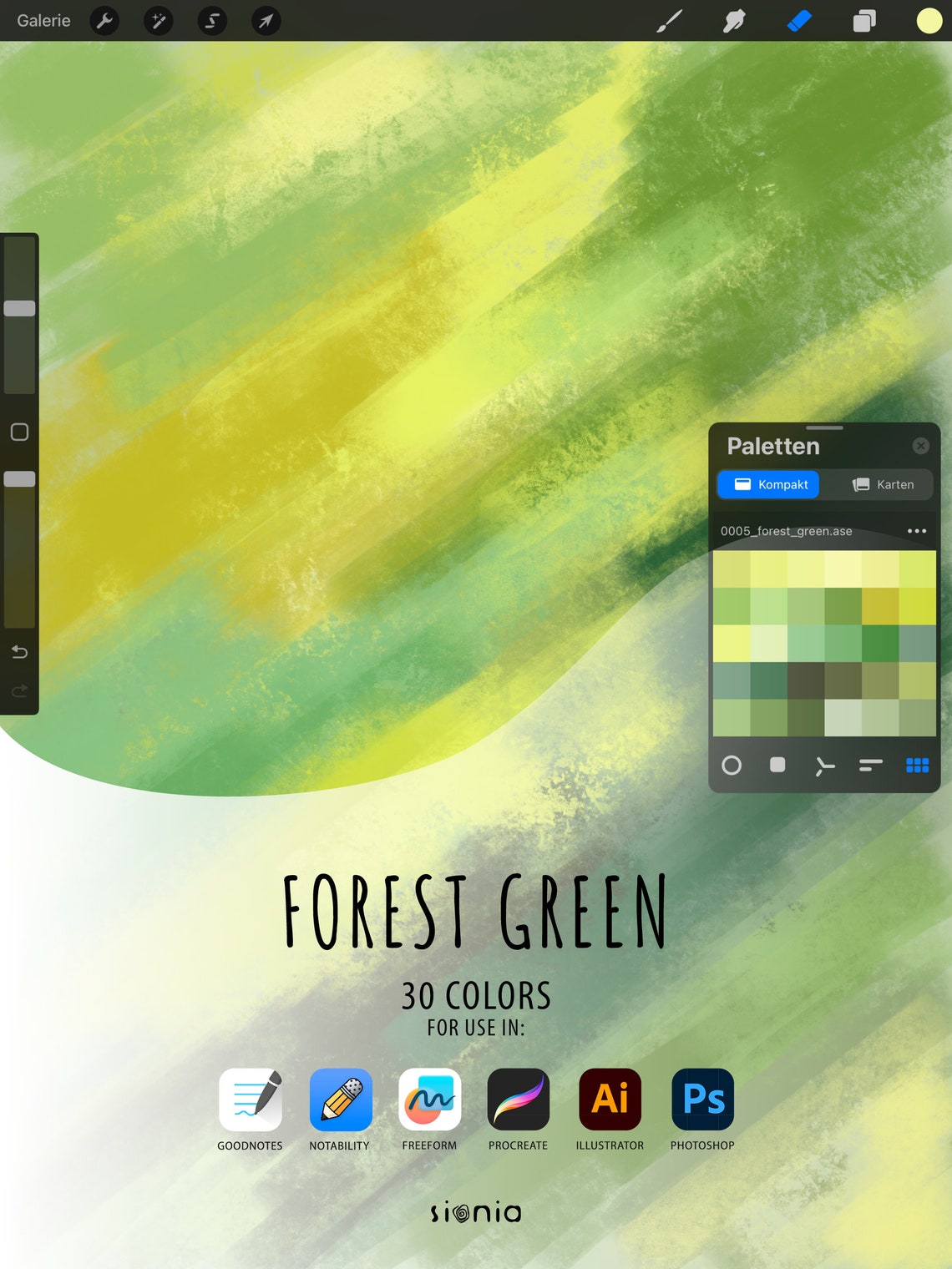 Forest Green Procreate Color Palette I HEX CODES I Procreate Goodnotes ...