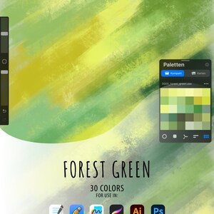 Forest Green Procreate Color Palette I HEX CODES I Procreate Goodnotes ...