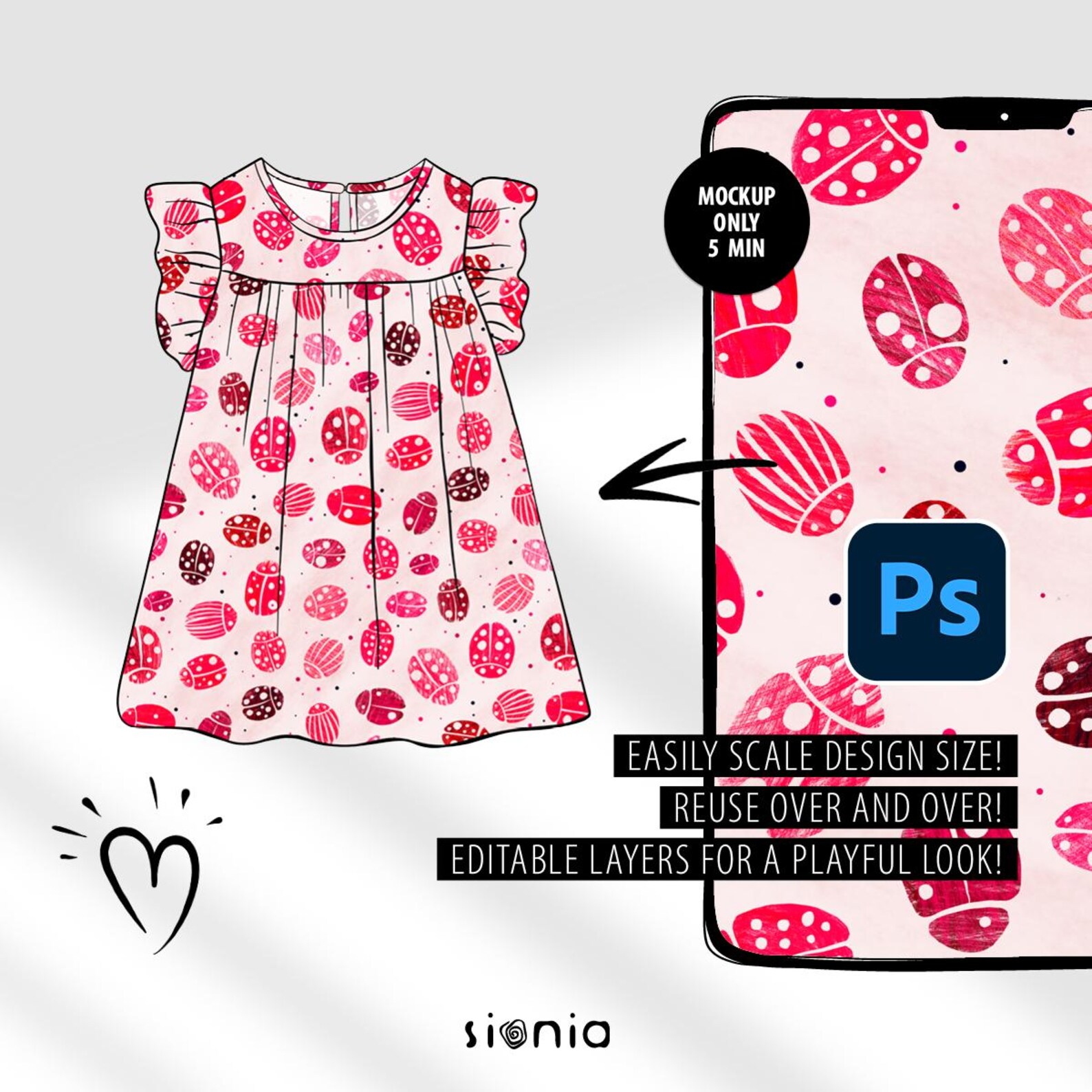 Flutter Sleeve Twirl Dress Mock up | Dress Mock up | Digital Mockup for ...