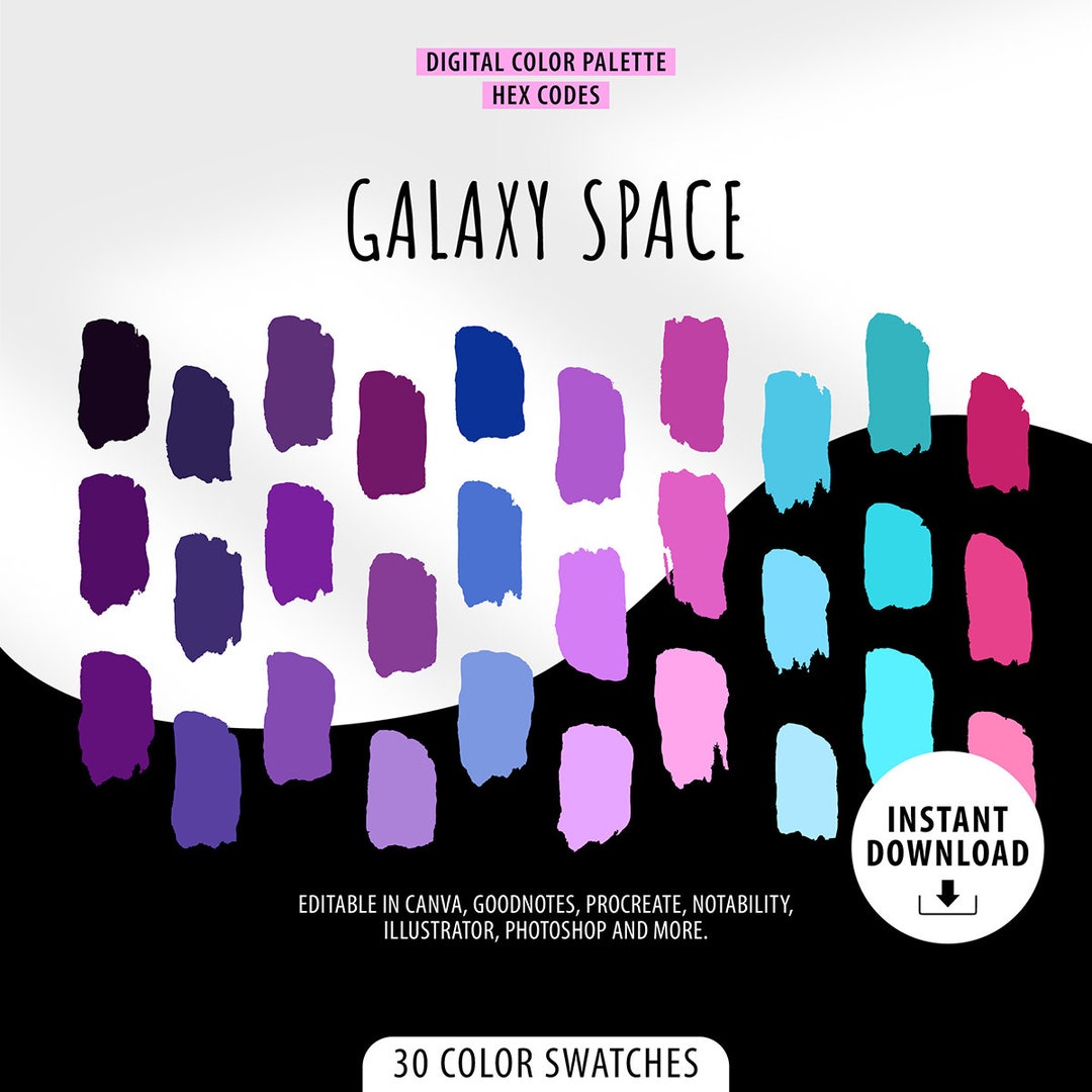 Galaxy Space Procreate Color Palette I HEX CODES I Goodnotes Tool I ...