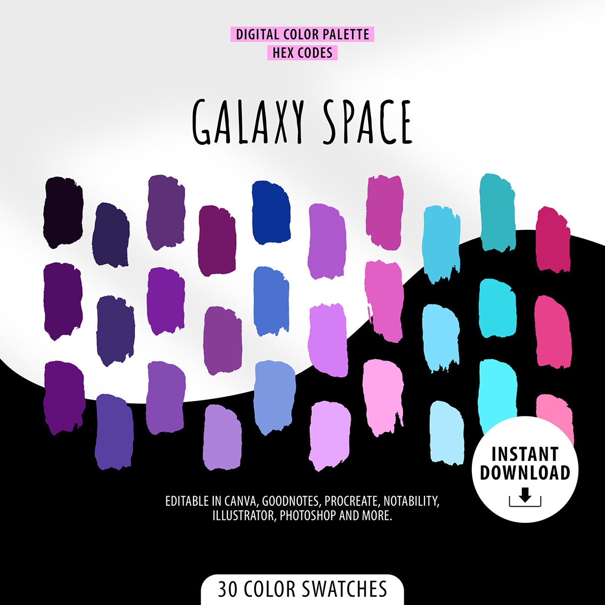 Galaxy Space Procreate Color Palette I HEX CODES I Goodnotes Tool I ...