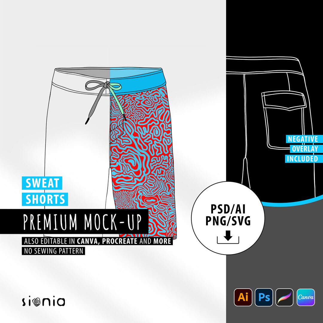 Sweat Shorts I PREMIUM MOCK-UPS I Psd Ai Png Svg I Vector Template I ...