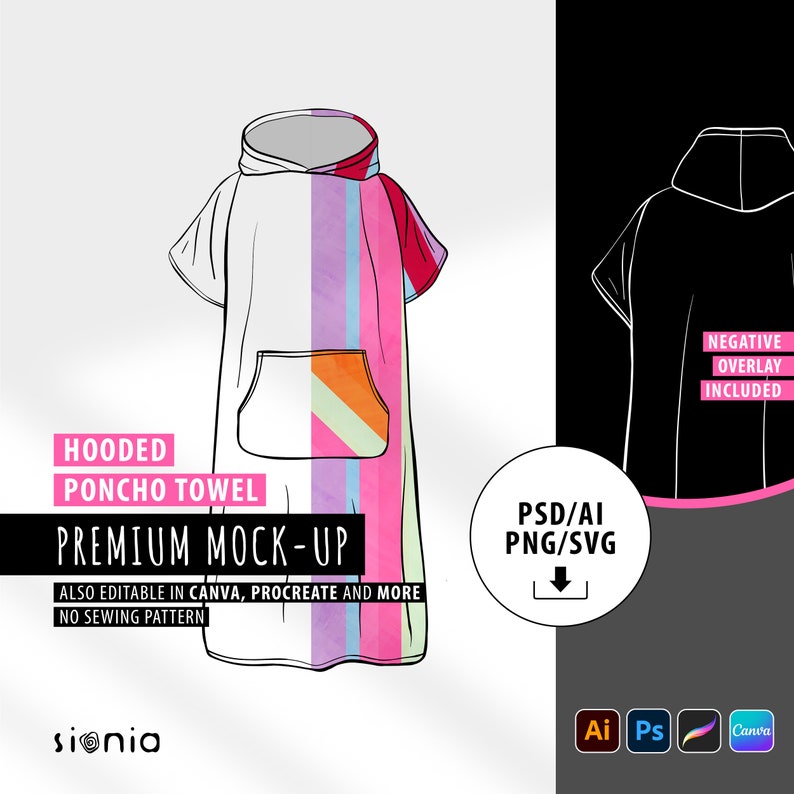 Hooded Poncho Towel PREMIUM Mock-up I Psd Ai Png Svg I PROFESSIONAL ...