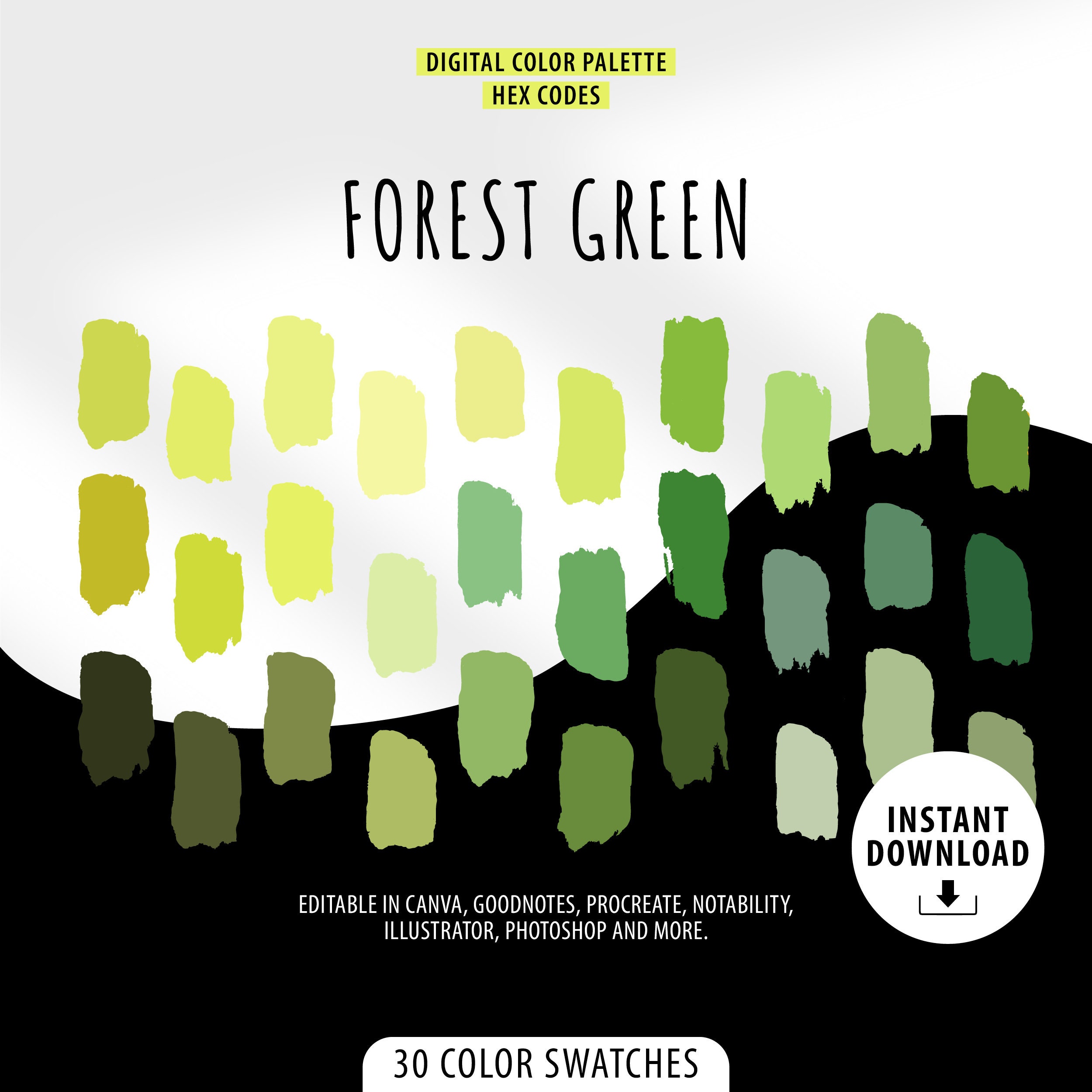Forest Green Procreate Color Palette I HEX CODES I Procreate Goodnotes ...