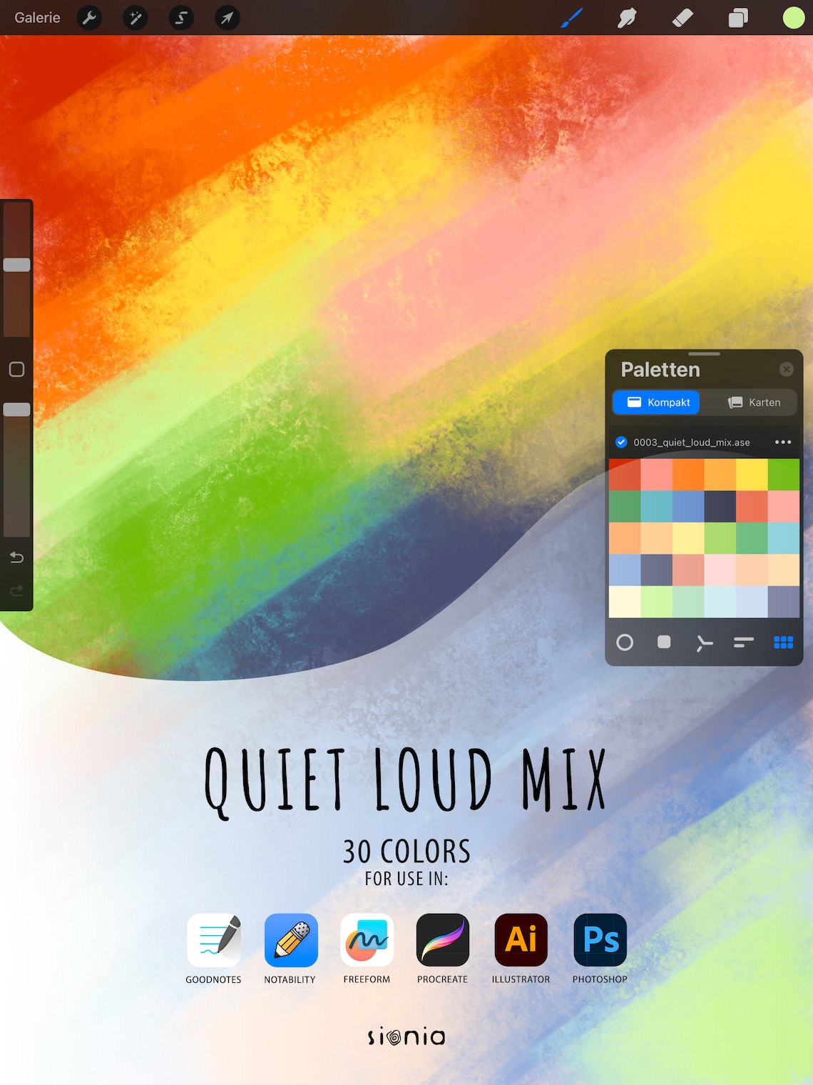 Quiet Loud Mix Procreate Color Palette I HEX CODES I Procreate ...