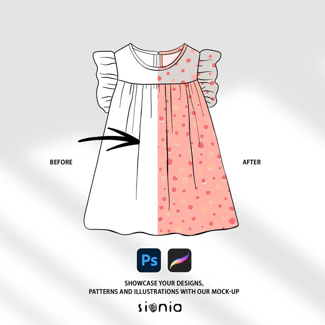 Flutter Sleeve Twirl Dress Mock up | Dress Mock up | Digital Mockup for ...