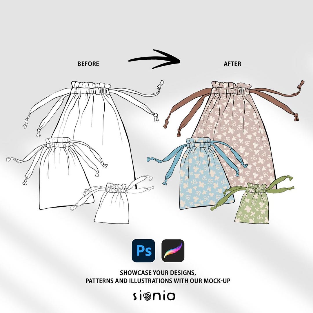 Drawstring Bags Mock up | Purse Mock up | Digital Template | Backpack ...