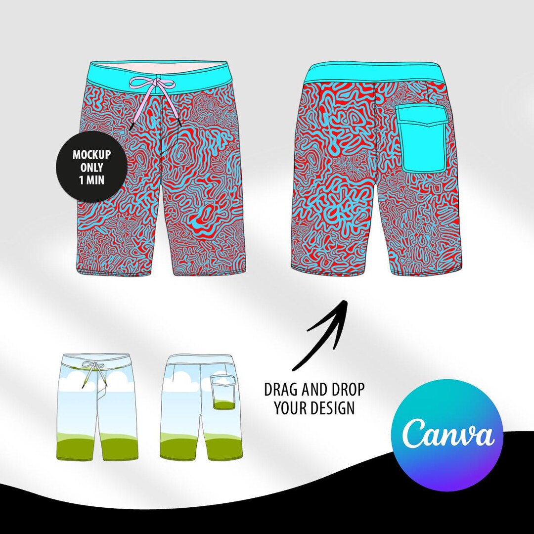Sweat Shorts Mockup Canva | Drag and Drop Swim Shorts Mock up ...