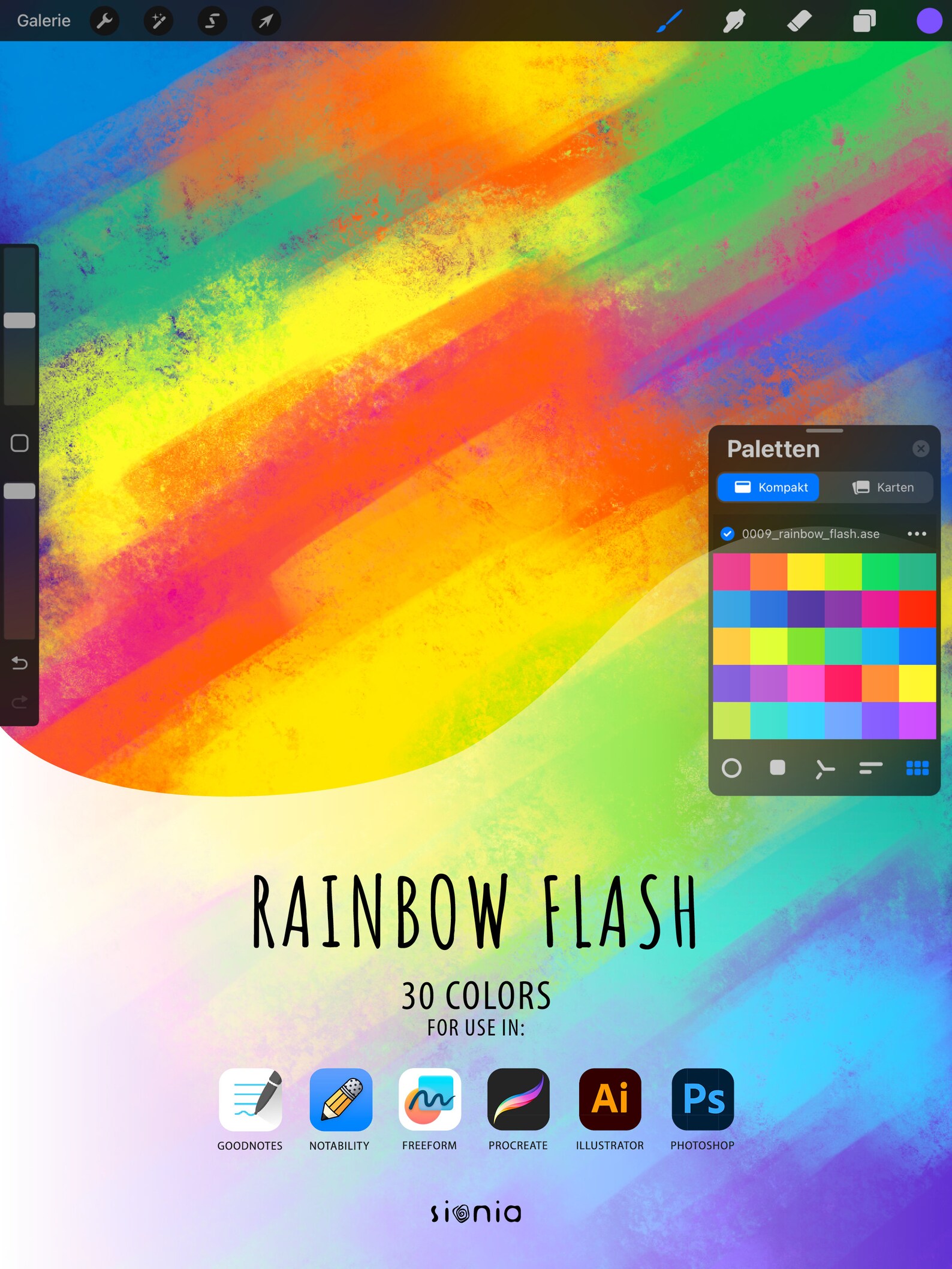 Rainbow Flash Procreate Color Palette I HEX CODES I Procreate Goodnotes ...