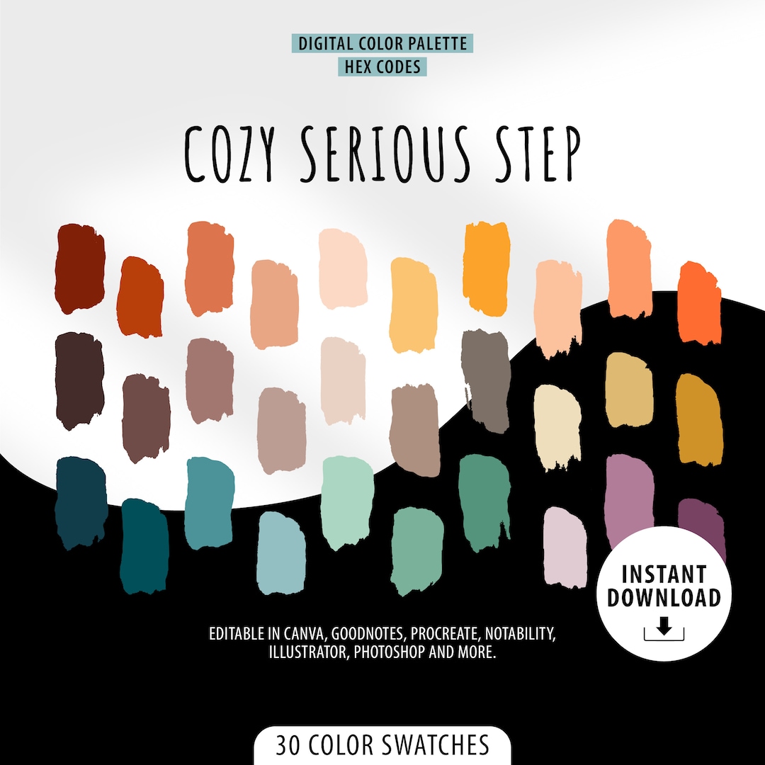 Cozy Serious Step Procreate Color Palette I HEX CODES I Goodnotes Tool ...