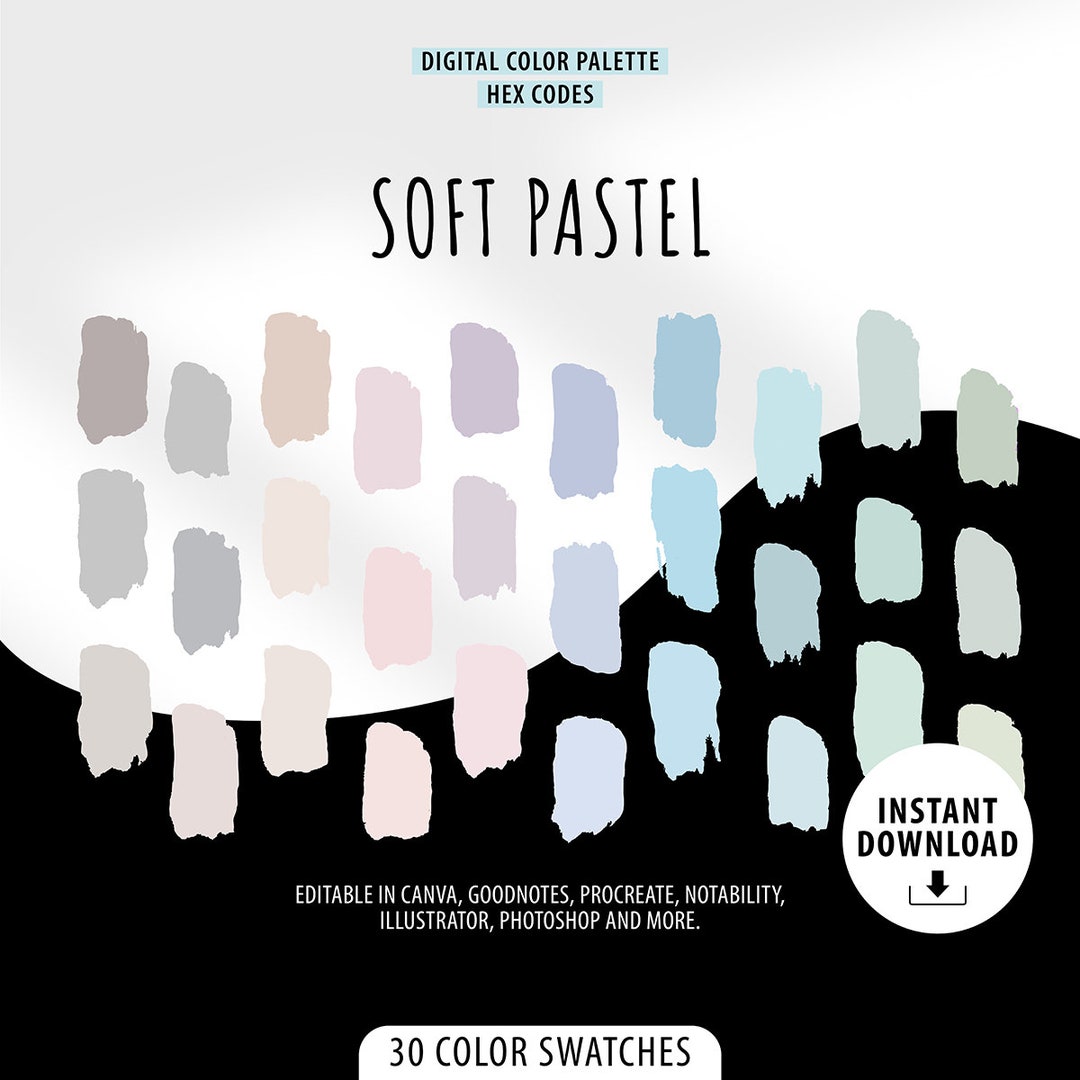 Soft Pastel Procreate Color Palette I Hex Codes I Goodnotes Tool I Digital Design Art I Color