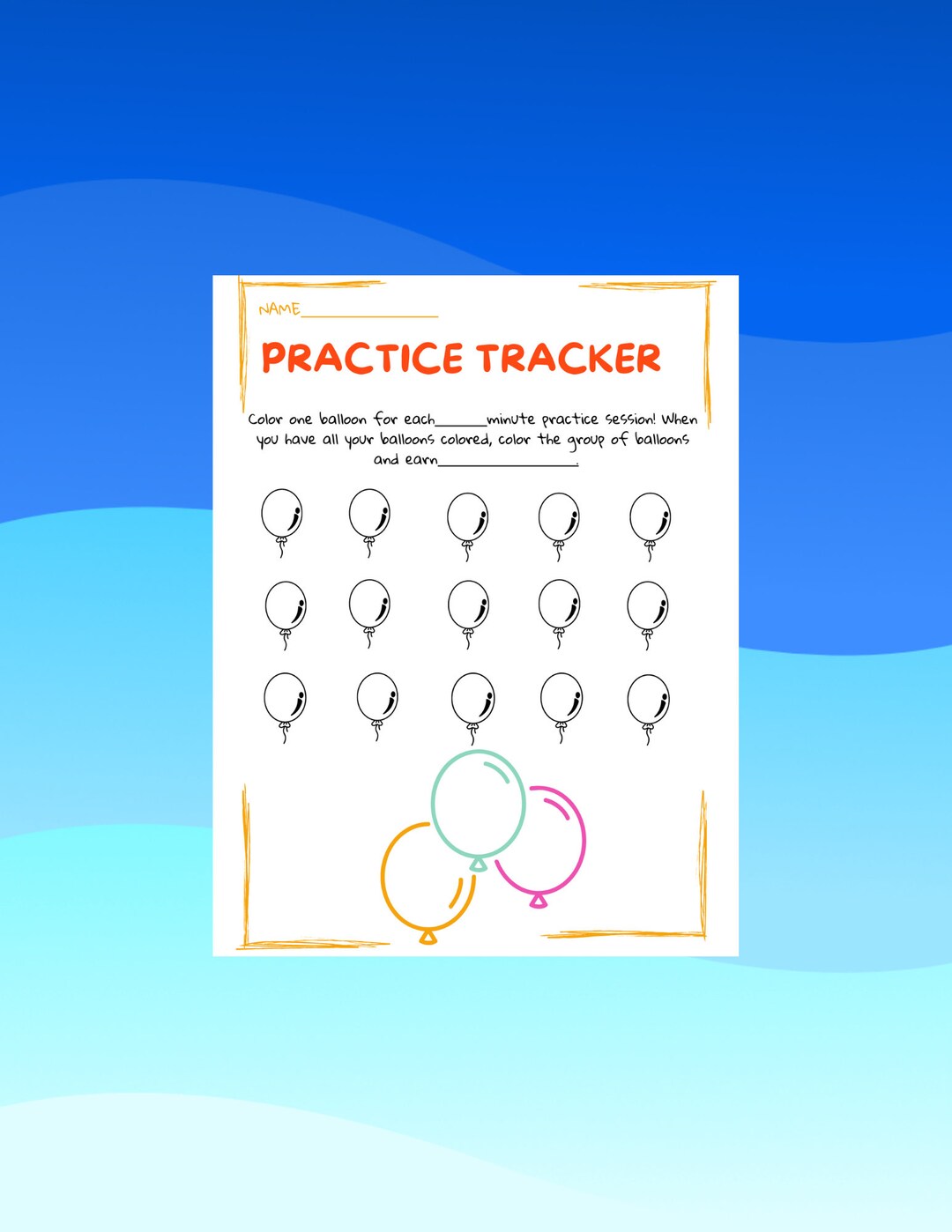 Practice Chart, Kid's Practice Chart, Music Practice Chart, Practice ...