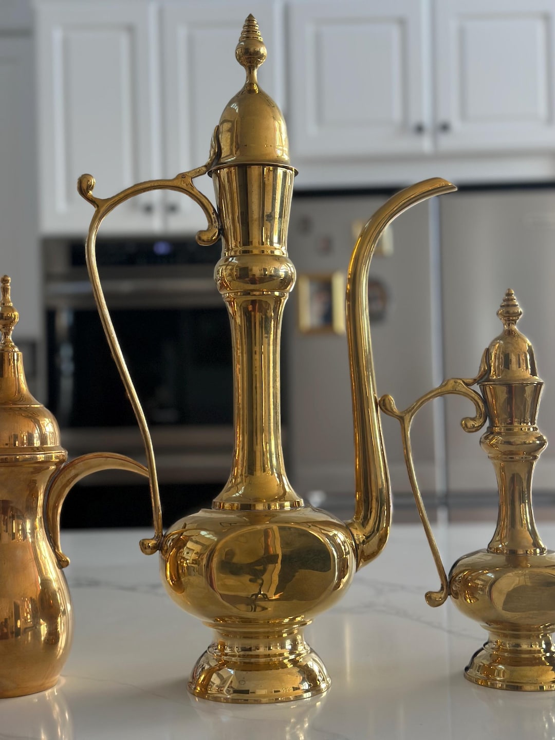 Brass Pitchers/ With Attached Lid - Etsy