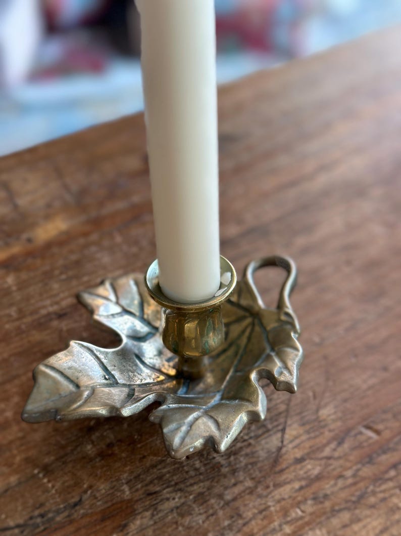Vintage Brass Leaf Candle Holder - Etsy