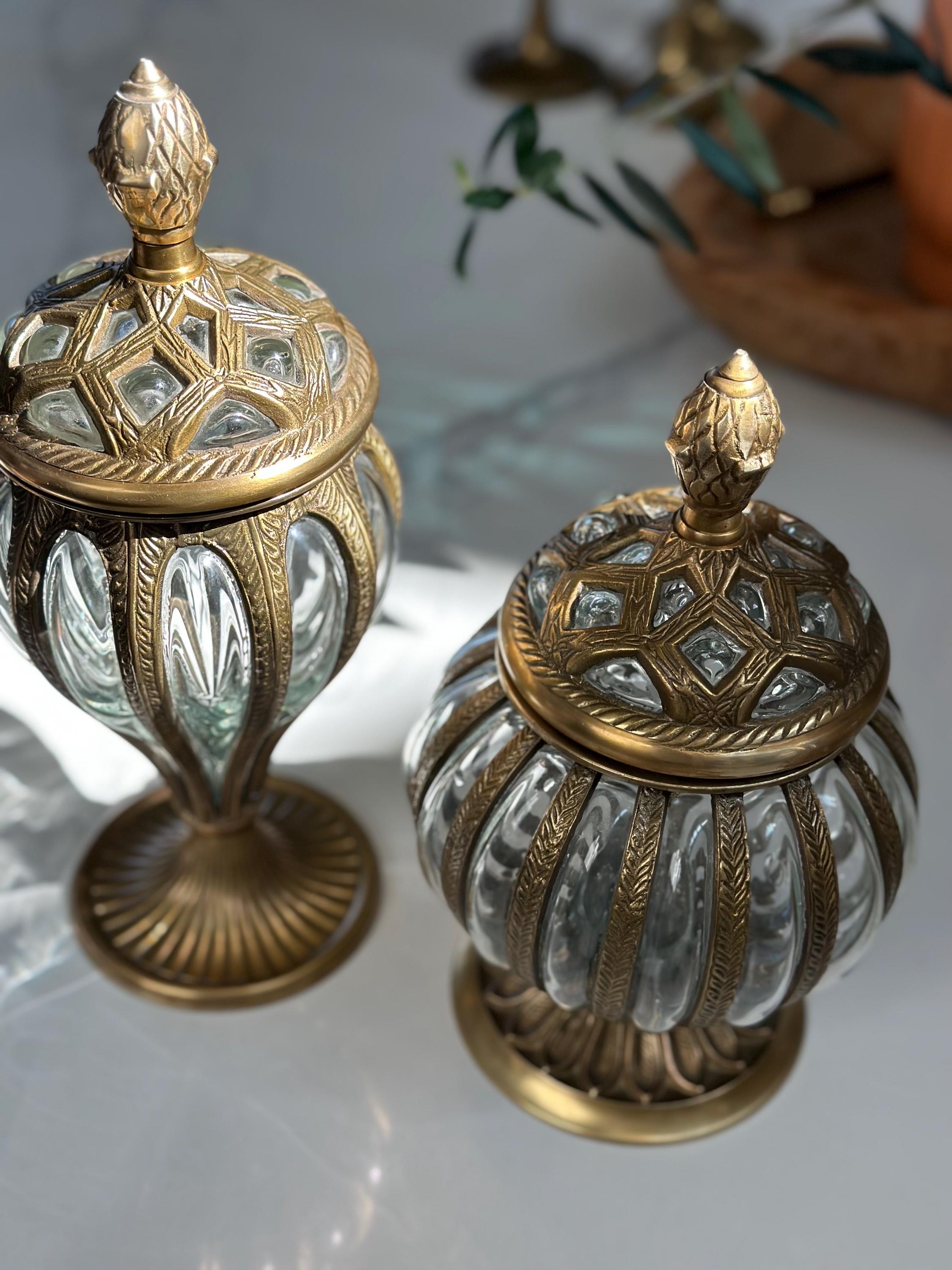 Round Bubble Glass Solid Brass Bubble Trinket Jars - Etsy