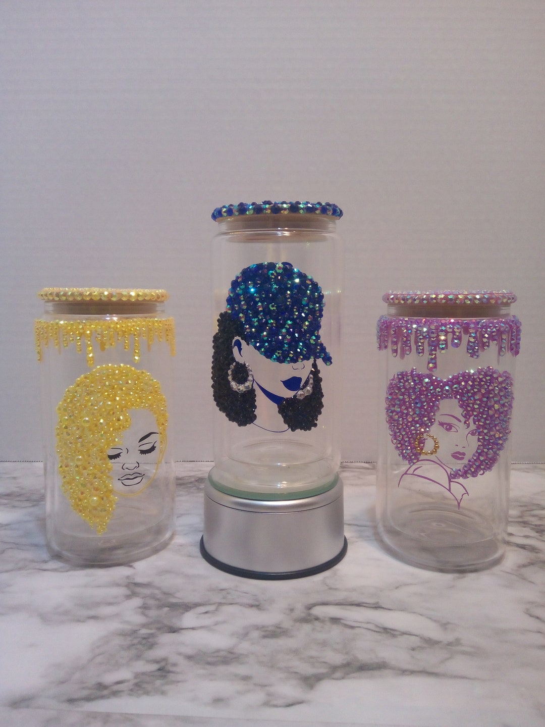 Glass Coffee Mug Cold Drinking Cup Bling Personalized - Etsy