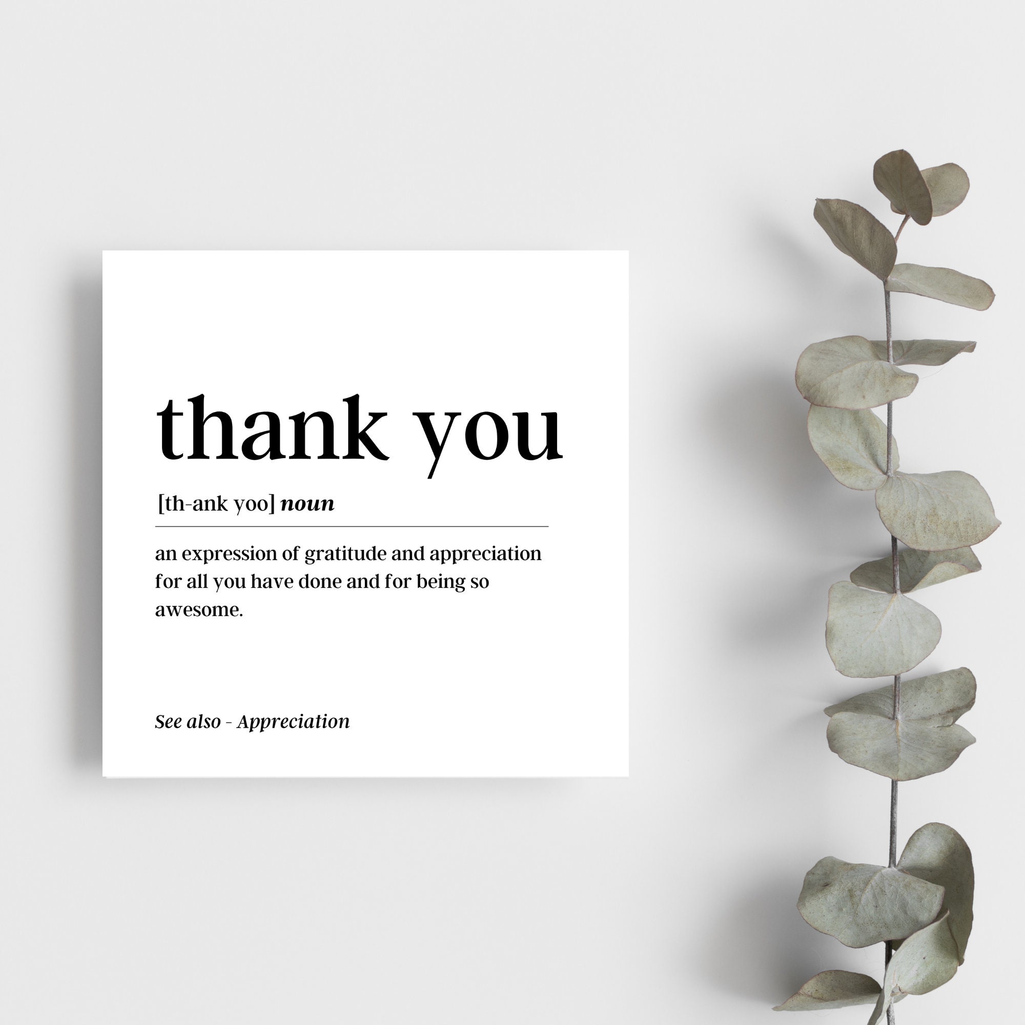 Thank You Definition Card | Thank You Greeting Cards | Dictionary Cards ...