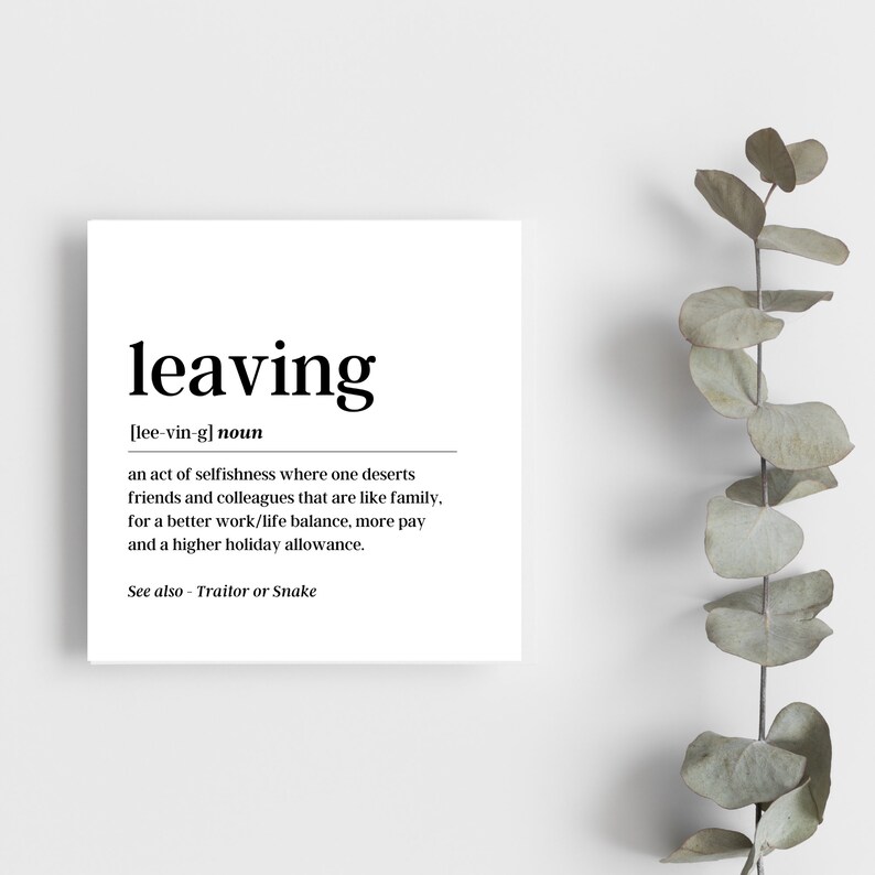 Leaving Definition Farewell Card | Goodbye Coworker, New Job - Etsy