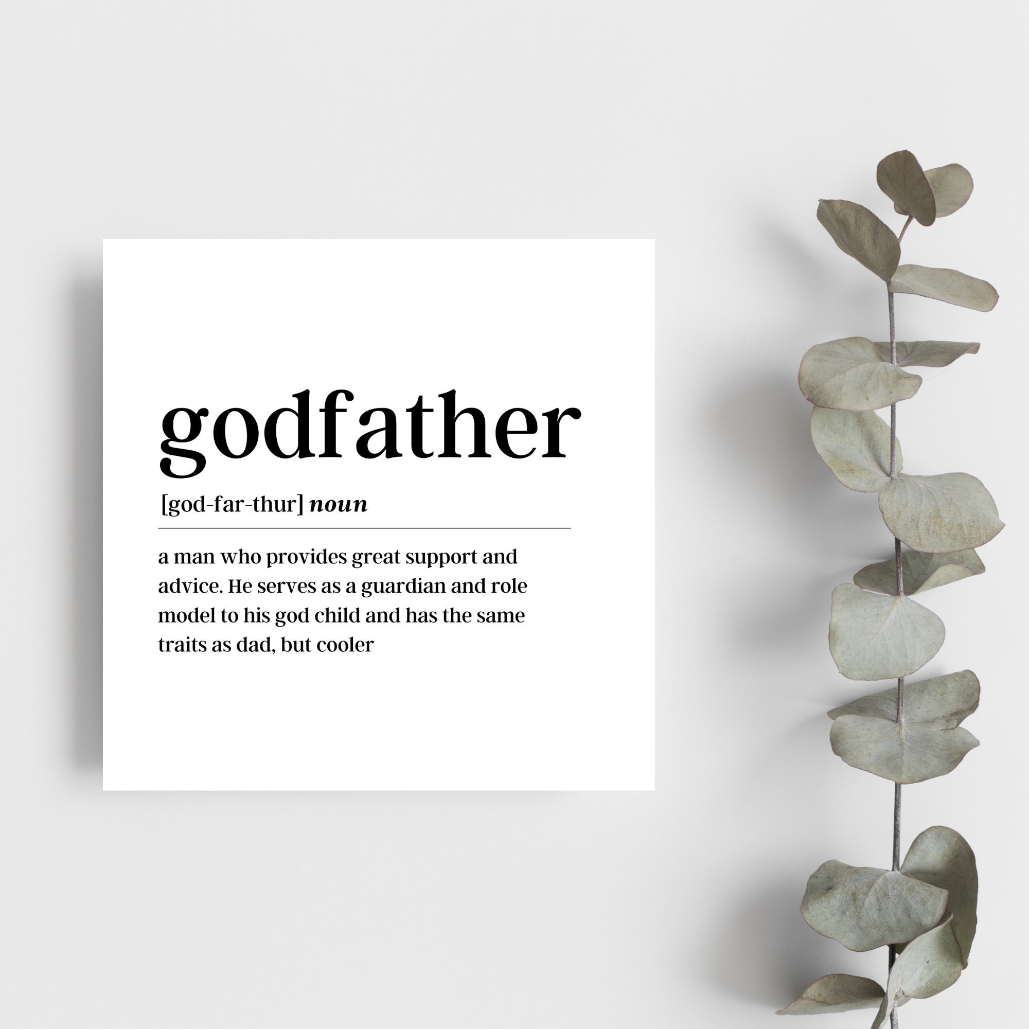 Godfather Definition Note Card Godfather Card Gift for Godfather Will ...