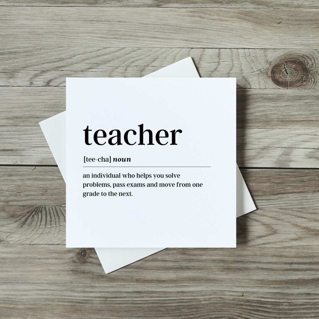 Teacher Definition Card | Teacher Thank You Cards | Dictionary Cards ...