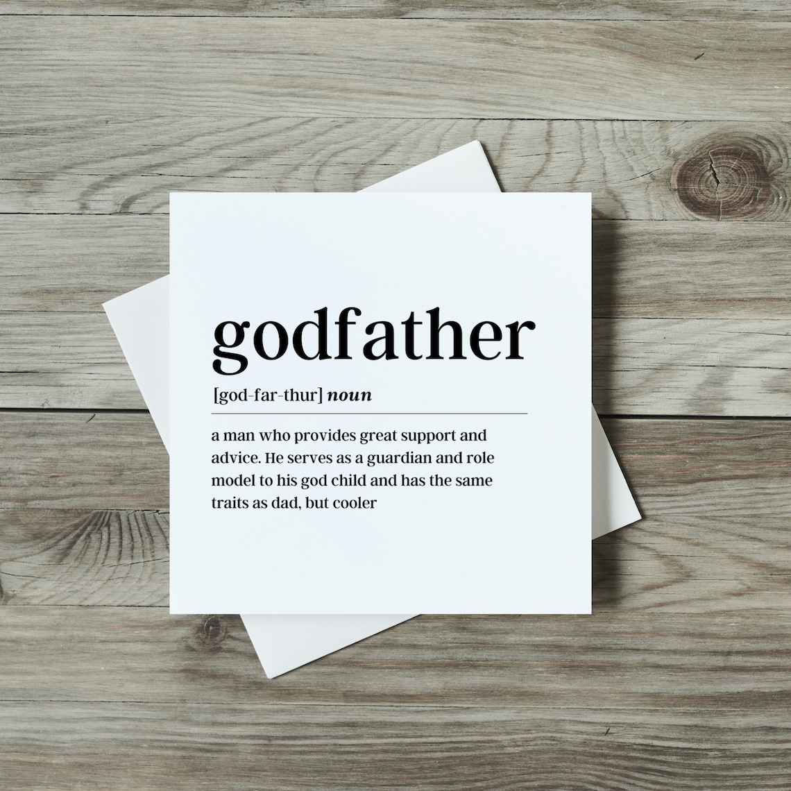 Godfather Definition Note Card | Godfather Card | Gift for Godfather ...