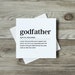 Godfather Definition Note Card Godfather Card Gift for Godfather Will ...