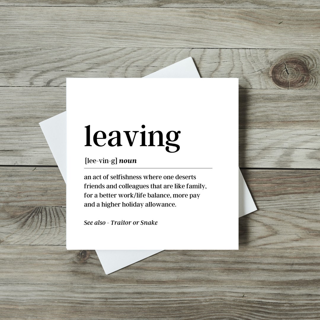 Leaving Definition Card | Farewell Cards | Dictionary Cards | Leaving ...