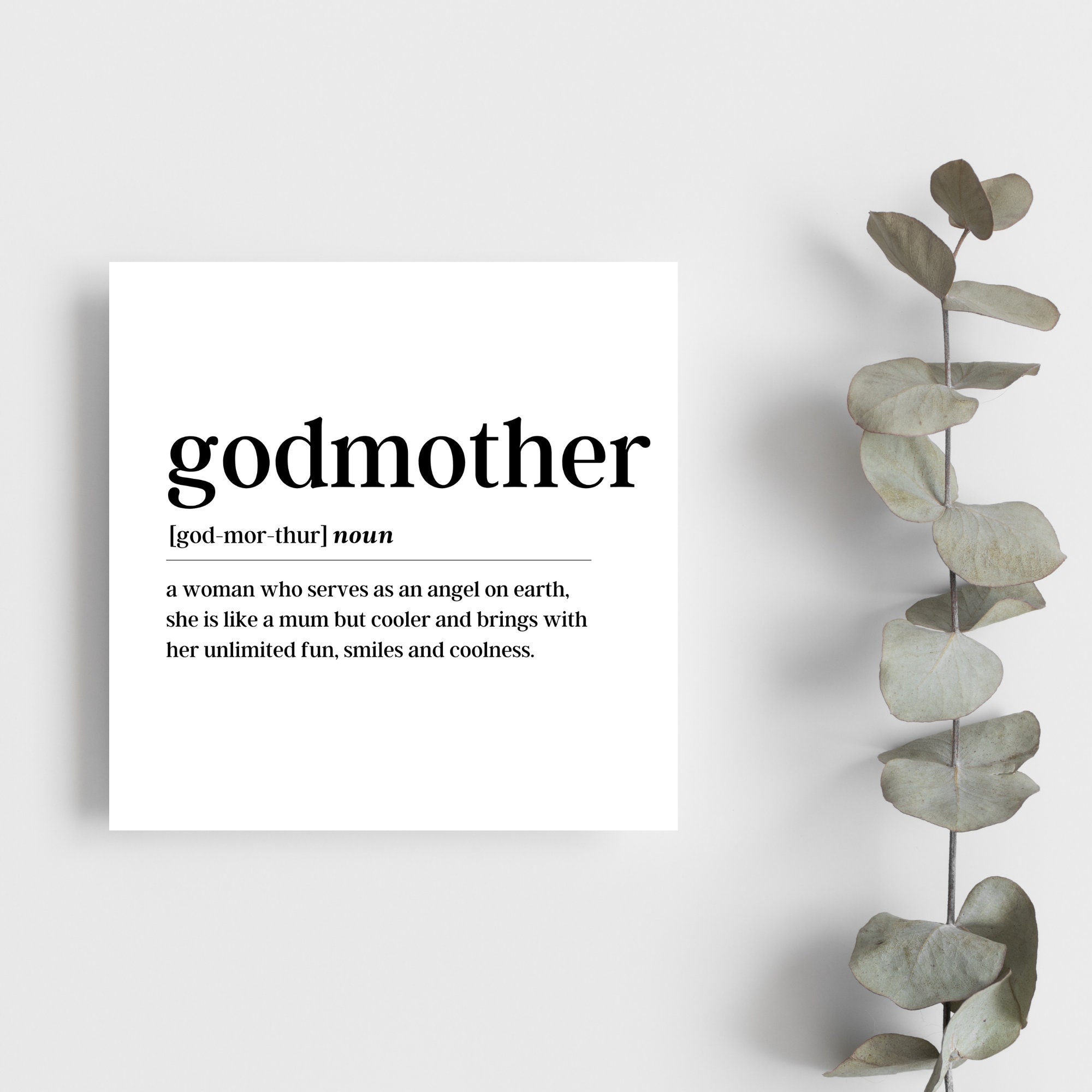 Godmother Definition Note Card | Godmother Card | Gift for Godmother ...