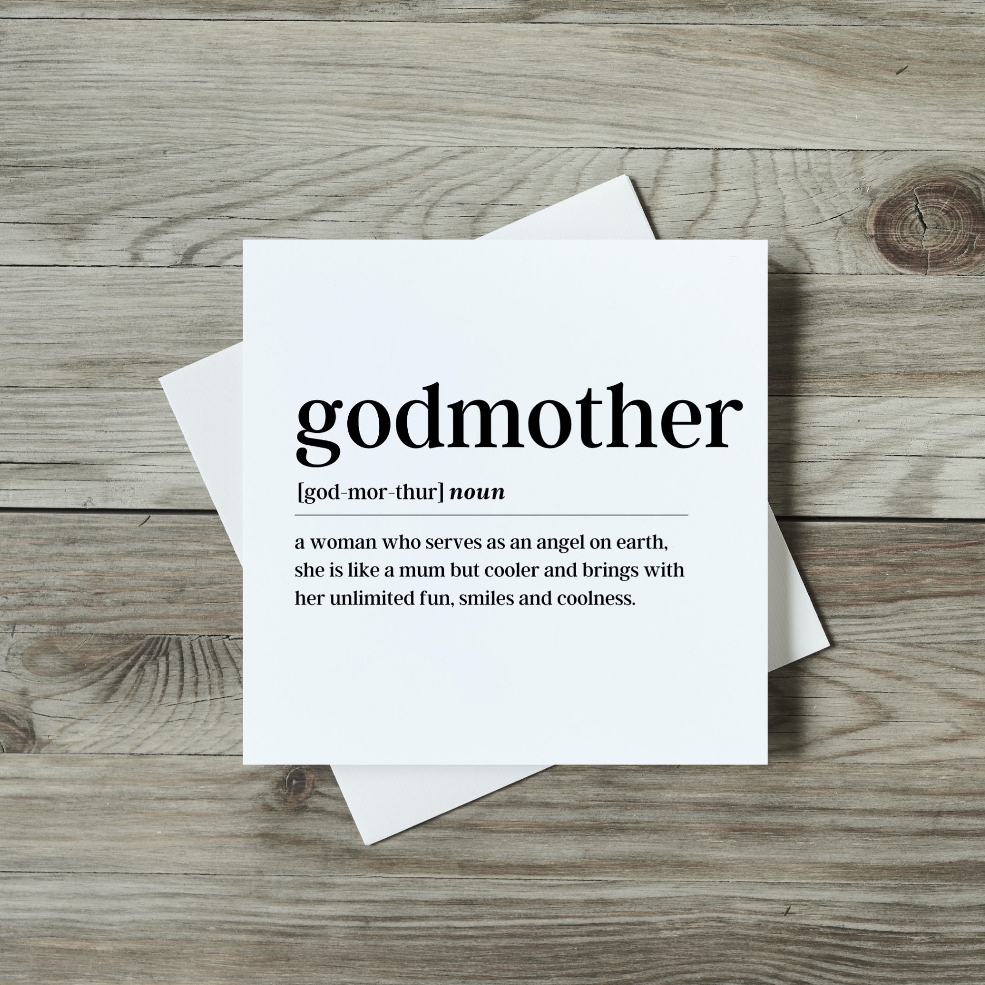 Godmother Definition Note Card | Godmother Card | Gift for Godmother ...