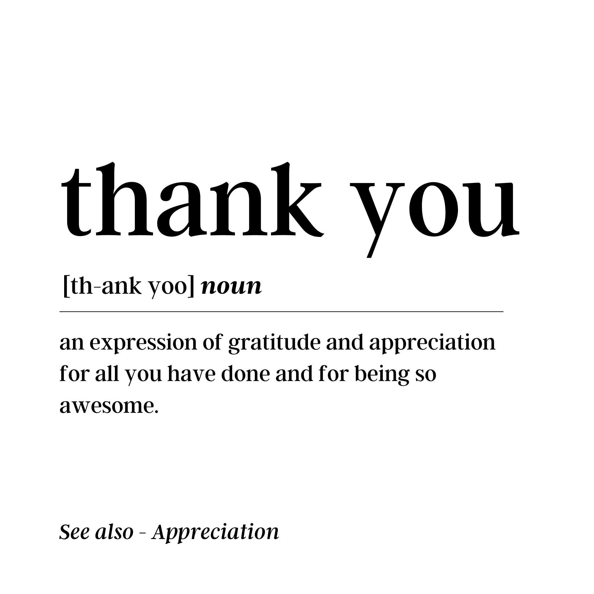 Thank You Definition Card | Thank You Greeting Cards | Dictionary Cards ...