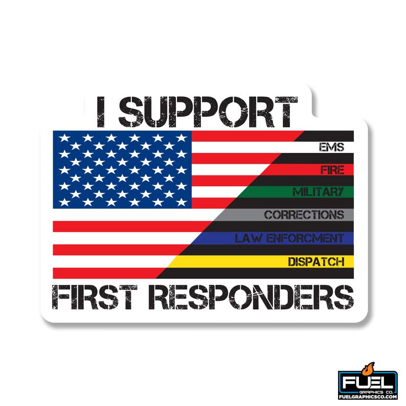 I Support First Responders Flag Vinyl Decal - Etsy
