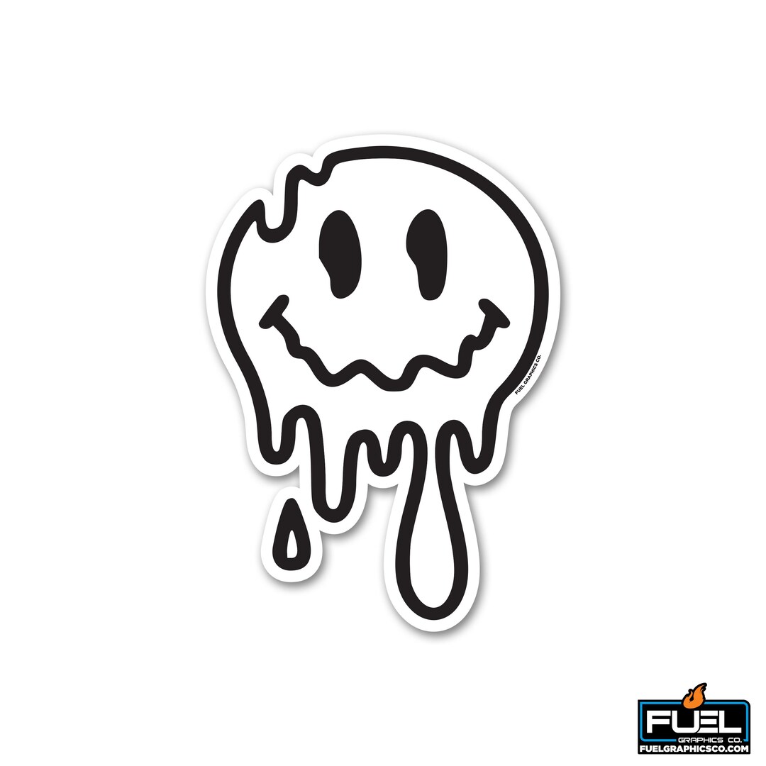 Melting Smiley Face Black and White Vinyl Decal - Etsy