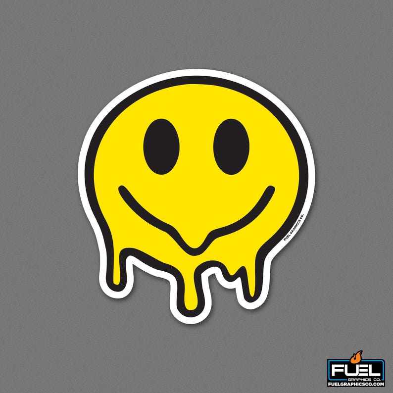 Melting Smiley Vinyl Decal - Etsy